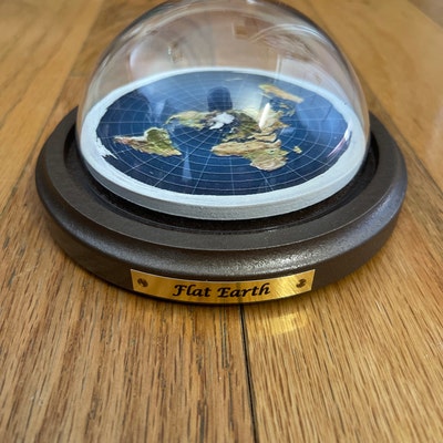 Flat Earth Map Dome Display Model Wood Base, Acrylic Dome, Gift - Etsy