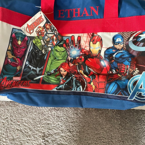 Personalized Kids Character Travel Duffel Bag - Avengers - Etsy