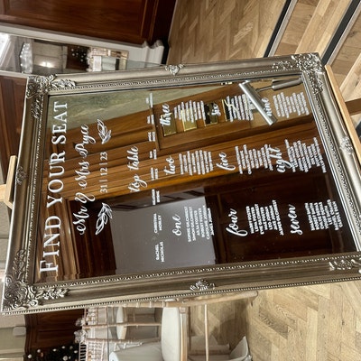 Mirror Wedding Table Plan Mirror Seating Chart Full Length Vinyl Decals ...