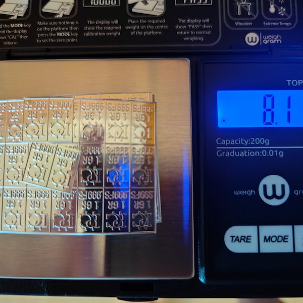 1000 Silver Bars 1 Grain Each .999 Pure Silver 24 Bars Snaps Apart Pure ...