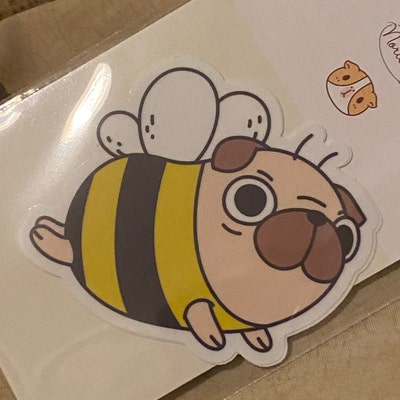 Pug Bee Pug Vinyl Sticker - Etsy