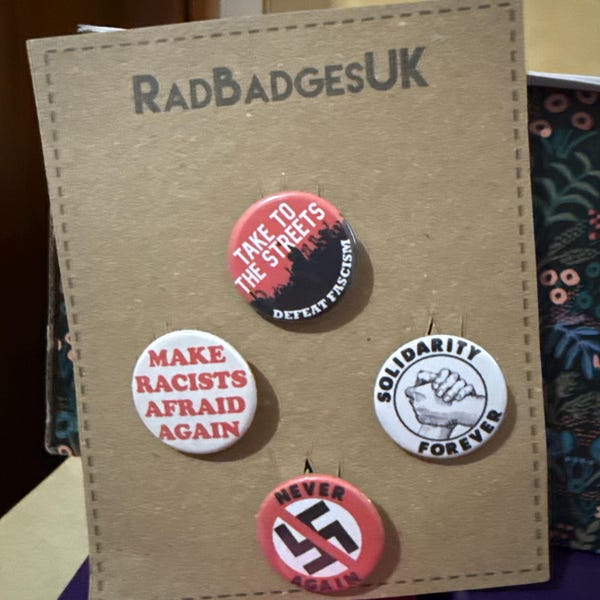 Antifascist Badge Set 4 Anti-fascist Anti-nazi Pin Buttons Socialist ...