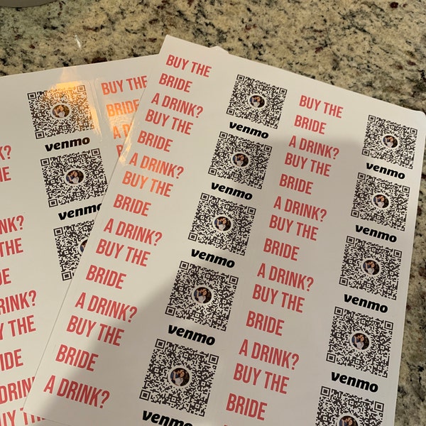Venmo QR Code Stickers / Cash App QR Code for Bachelorette Party or ...