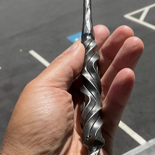 Hand Forged Steel Wand With Twisted Handle - Etsy