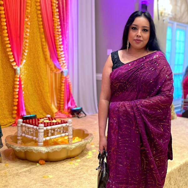 Red Color Net Sequnce Work Saree, Saree for USA Women, Designer Saree ...