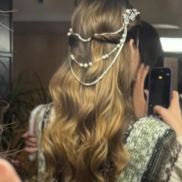 Art Deco Bridal Wedding Pearl Crystal Hair Drape Vintage Sthle Hair ...