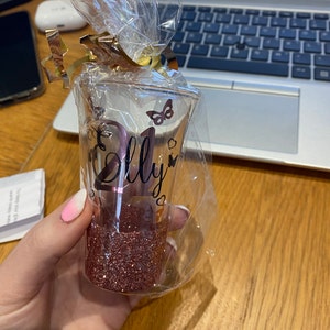 Personalised Bumble Bee Birthday Glitter Glass Gift for Her Gift for ...