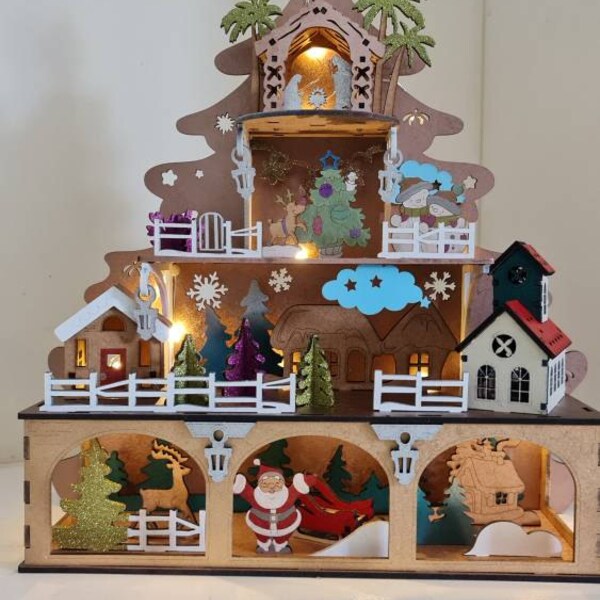 Christmas Scene - Xmas Tree - Laser Cut Files. Laser Cut Project Plan ...