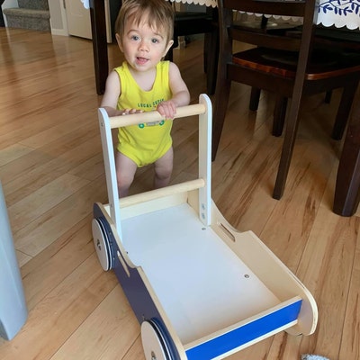 Wooden Walker & Wagon for Baby / Toddlers in Malibu Pink Handcrafted ...