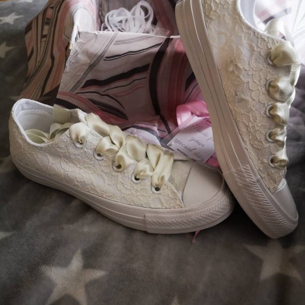Personalized Ivory Wedding Converse for Bride, Personalised Custom ...