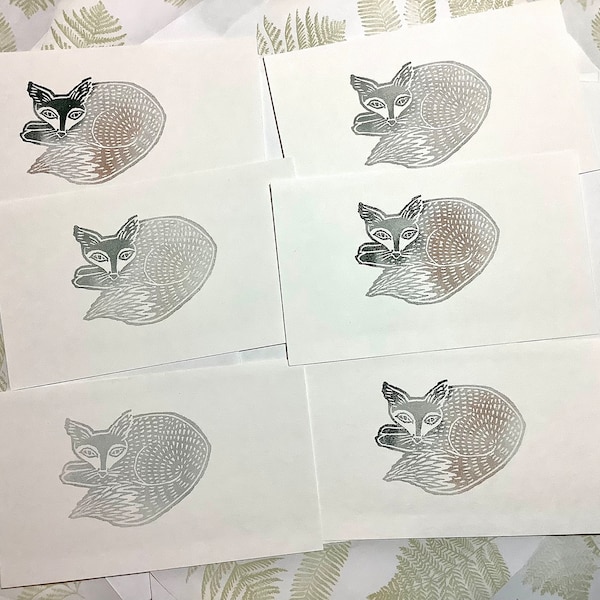 Fox Family Stamps With Ferns and Woodland Flowers, Stamps for Card ...