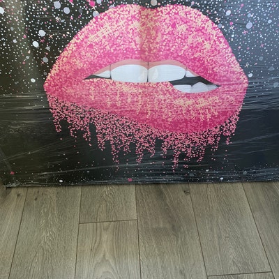 Pink Glitter Lips Glitter Lips Lip Art Fashion Wall Art - Etsy