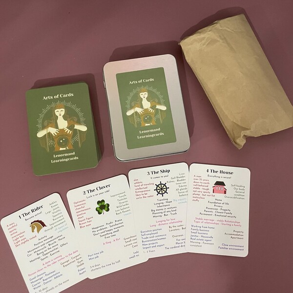 Lenormand Set Card Deck and House Chart and Booklet 4 X 9 With Meanings ...