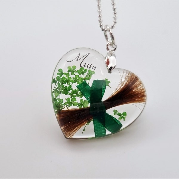 Resin Hair Memorial Locket Necklace With Real Flowers, Sterling Silver ...