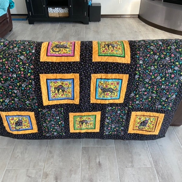 Fishing Quilted Blanked, Trout Quilt With Various Species of River Fish ...