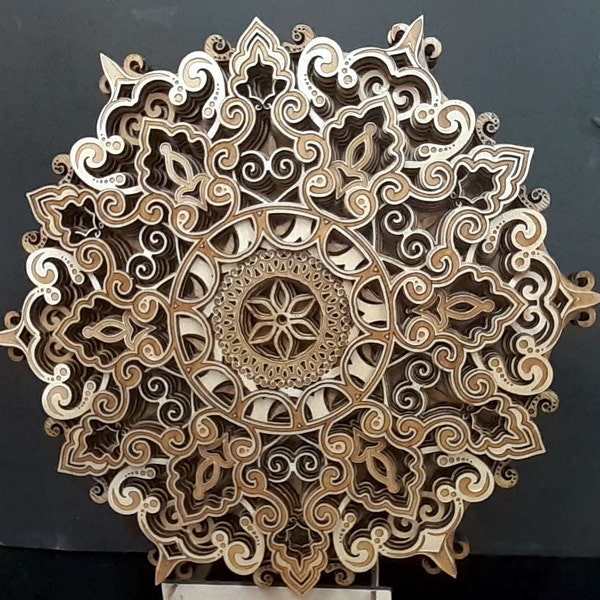 Laser Cut MANDALA Dxf File With Engraved and Wood Mandala Art Laser ...