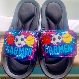 Personalized Custom Softball Fastpitch Slides Flip Flops Sandals ...
