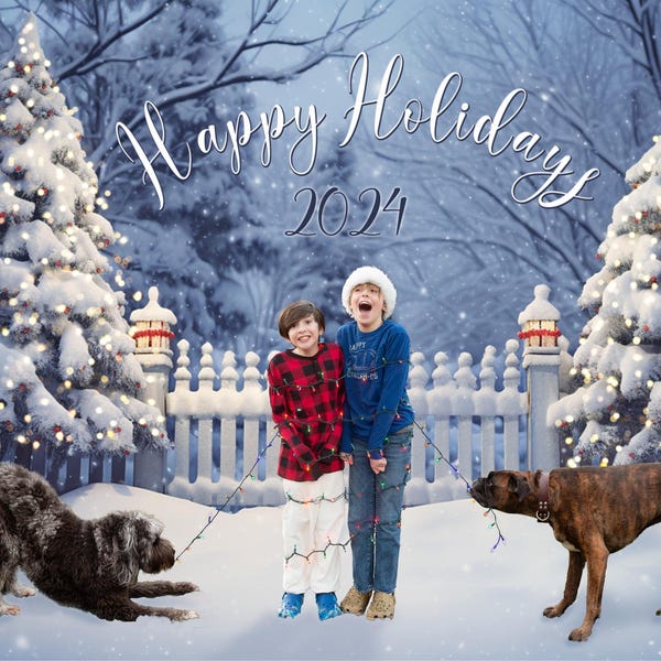 Santa and Reindeer Backdrop Digital, Christmas Digital Background ...