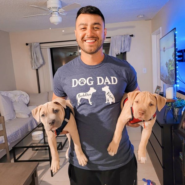 Personalized Dog Dad Shirt With YOUR Pet's Breeds and Dog's Names - Dog ...
