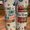 20 Oz Skinny Tumbler Rainbow Glitter Teacher Tumbler Big Heart to Teach ...