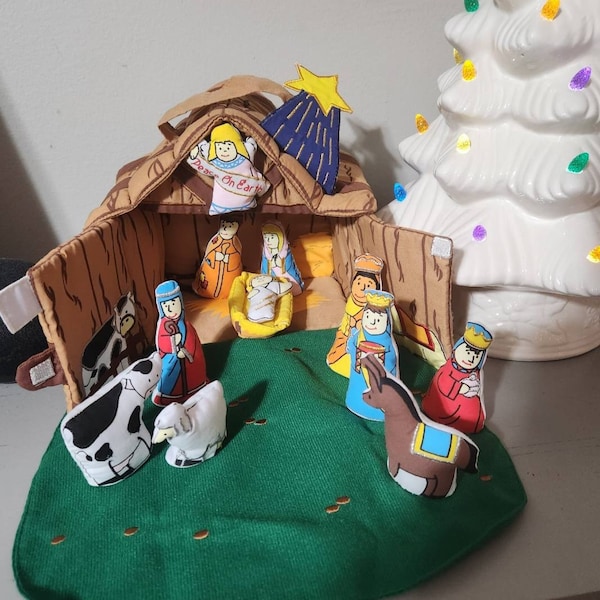 Christmas Nativity Manger Holiday Creche Jesus Soft Fabric Play Set ...