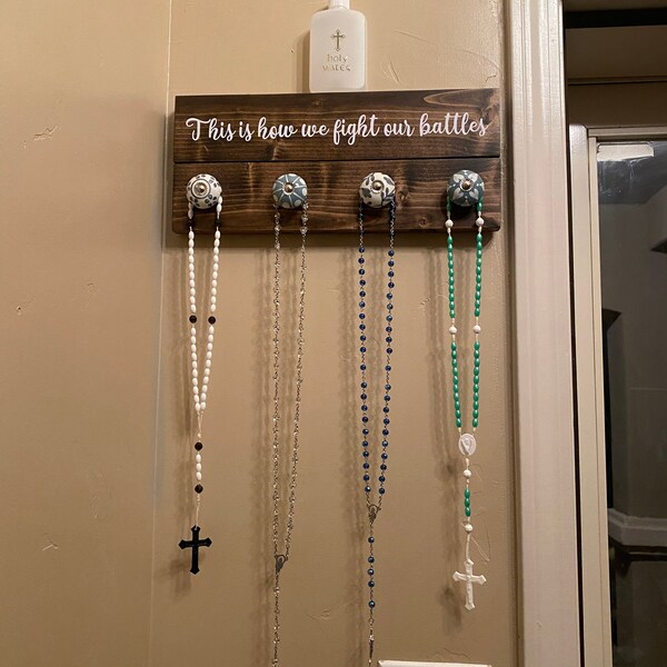 Rosary Wall Hanger Custom Quote- Rosary Wall Holder- Rosary Display ...