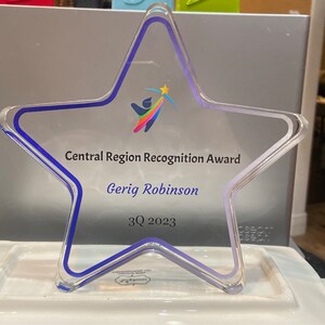 Hexagon Acrylic Trophy With Wood Base / Science Award / STEM Award ...