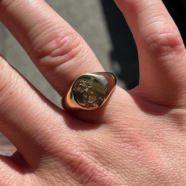 Initials Signet Ring, Gothic Letter, Custom Silver Ring, Personalized ...