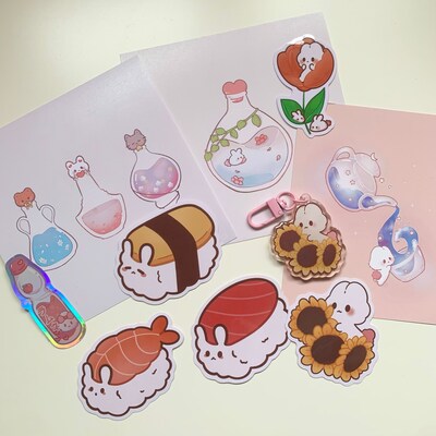 Pancake Bunny Sticker Food Art Cute Anime Stickers Kawaii Stickers Die ...