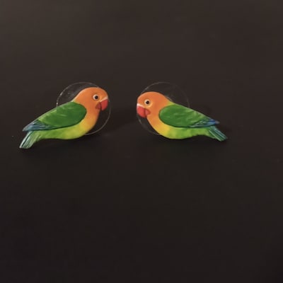 Lovebird Stud Earrings Little Birds Colorful Love Lovebirds Jewelry ...