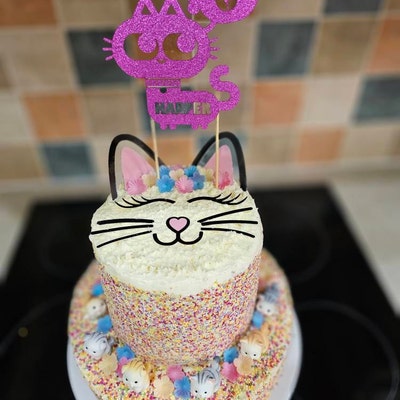 Cat Face Cake Topper, Cat Face Set, Cat Face Cake Decoration, Cake ...