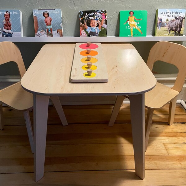 Kid Table and Chair Set, Kids Learning Table, Montessori Kid Furniture ...
