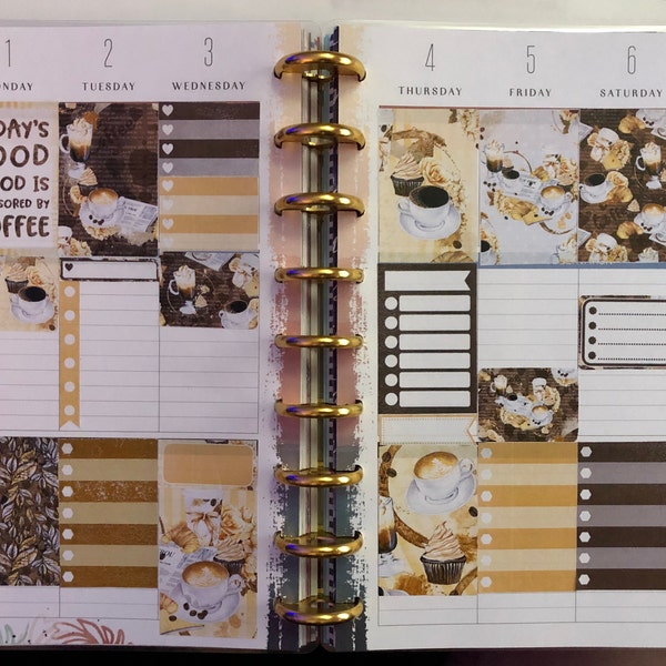 Printable COFFEE TIME Planner Stickers, Happy Planner Weekly Stickers ...