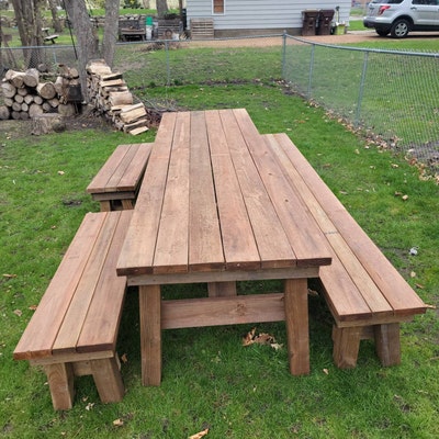 Classic Picnic Table With Separate Benches-how to Plan - Etsy
