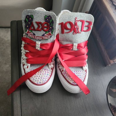 Custom Red/white Bling Shoes - Etsy