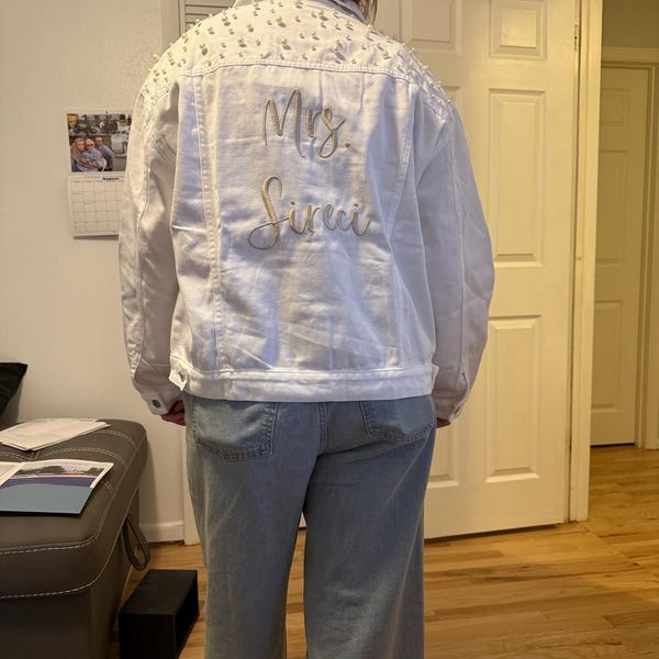 Bride Jean Jacket, White Personalized Bridal Jacket, Bride Denim Jacket ...