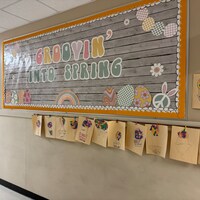 Retro Spring Bulletin Board Kit, Acrostic Poem, Pastel Spring Theme ...