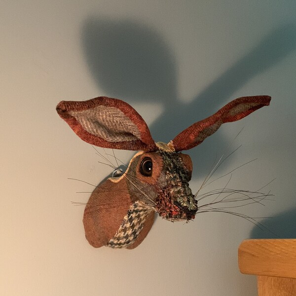 Hare Head Faux Taxidermy Wall Mounted Rabbit Replica Textile Animal ...