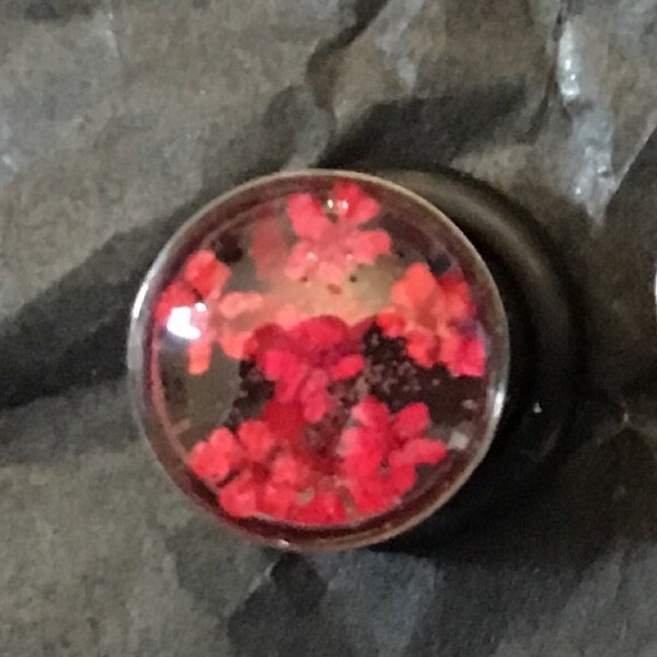 Real Flower Plugs Red Gauges Ear Tunnels Stretchers Natural Floral ...