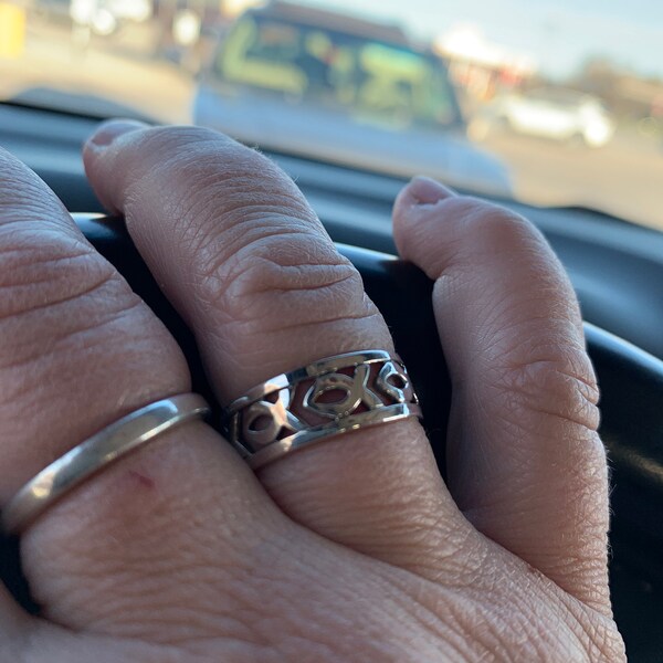 Sterling Silver Ichthus Ring / Christian Ring / Religious Ring / Fish ...