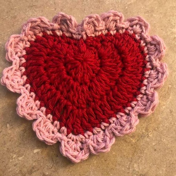 CROCHET PATTERN - Easy Heart Coaster Crochet Pattern Cute Valentine's ...