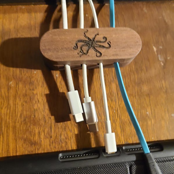 Wooden Cable Holder Mahogany Walnut Cherry | Desk Wire Organizer ...