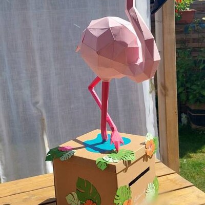 Low-poly Papercraft Template of Flamingo - Etsy