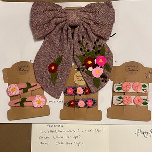 Hand Embroidery Barrette Hair Clips Set of 2 - Etsy