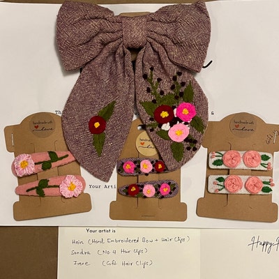 Hand Embroidery Barrette Hair Clips Set of 2 - Etsy