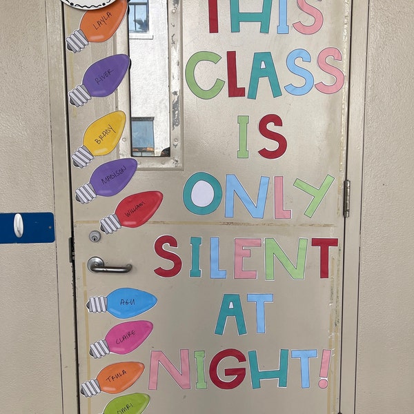 Silent at Night Holiday Door Decor: Winter Classroom Bulletin Board ...