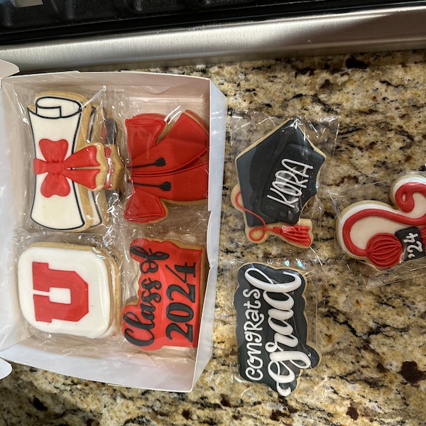 Graduation Party Cookies, Grad Royal Icing Decorated Cookies ...