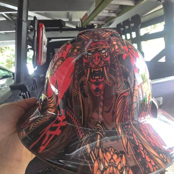 Full Brim Hydro Dipped Custom Hard Hat in Big Bad Boss Man Killer ...