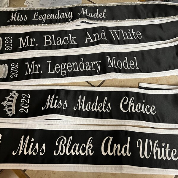 Pageant Sashes / Heavyweight Satin / Silver Rhinestones Front Only ...