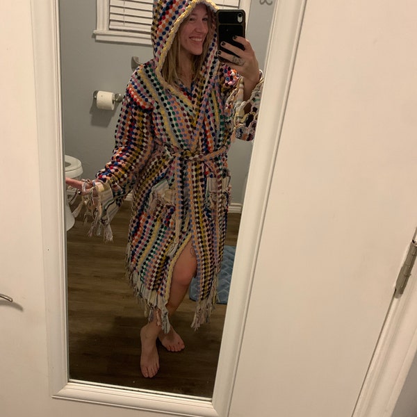 Unique Cotton Pockets Bathrobe, Bubble Handwoven Robe, Turkish Towel ...